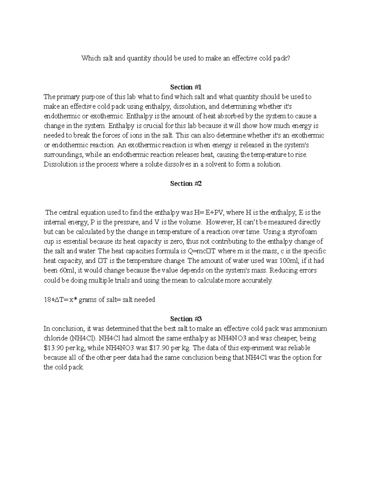 CHEM salt report - chem salt - Which salt and quantity should be used ...
