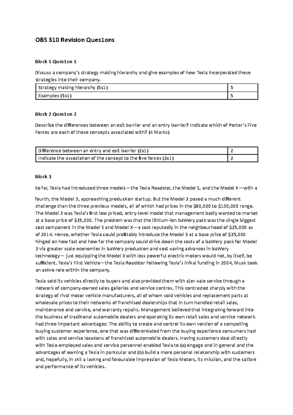 Tutorial Revision Questions Block 1 6 Obs 310 Revision Ques1ons Block 1 Ques1on 1 Discuss A