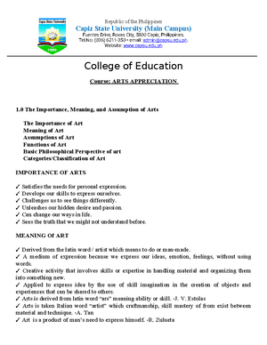 Lesson 1. Introduction to Art Appreciation - PRELIMINARIES Module Title: Introduction to Art ...