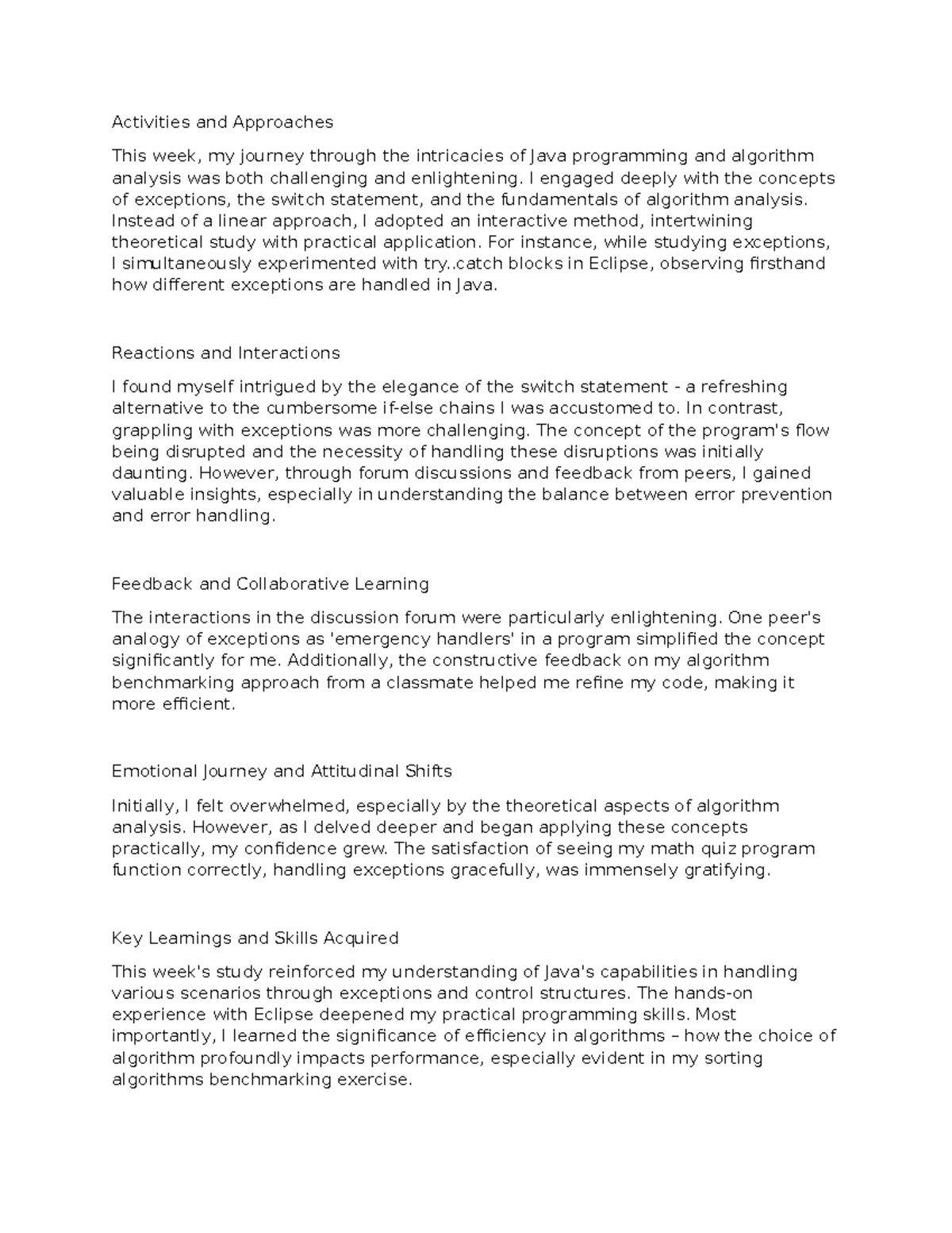 Learning Journal Unit 01 - Activities and Approaches This week, my ...