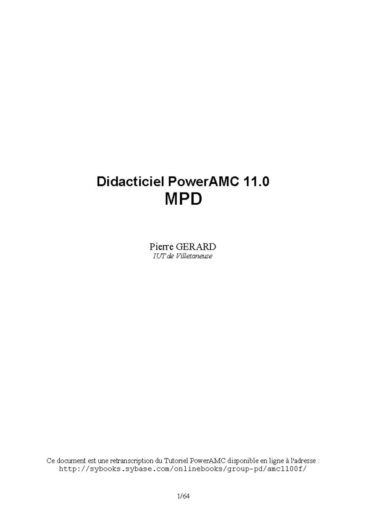 Mpd power amc - Didacticiel PowerAMC 11. MPD Pierre GERARD IUT de ...