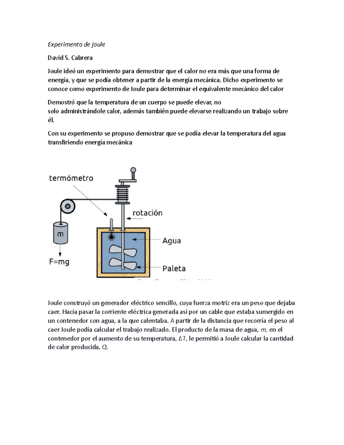Experimento de joule - termodinamica primera ley - Experimento de joule ...