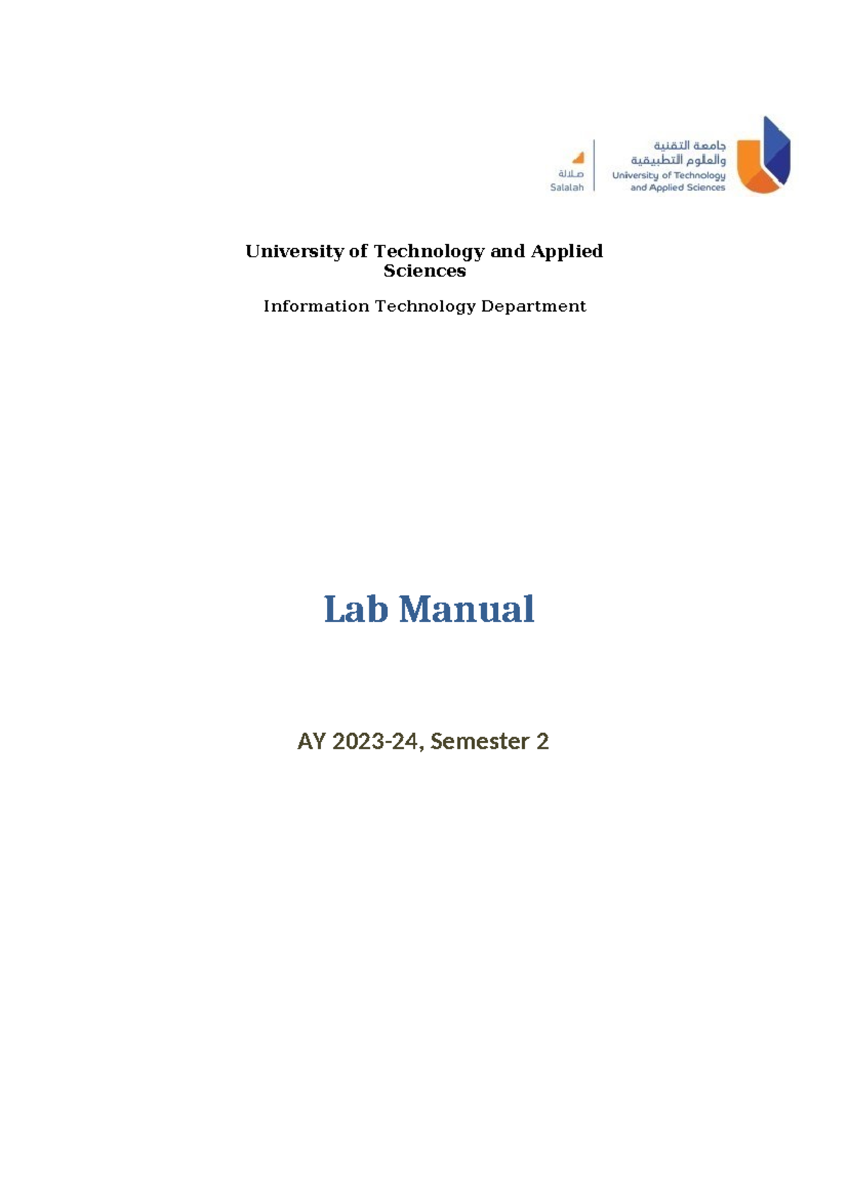 Lab Manual - University of Technology and Applied Sciences Information ...