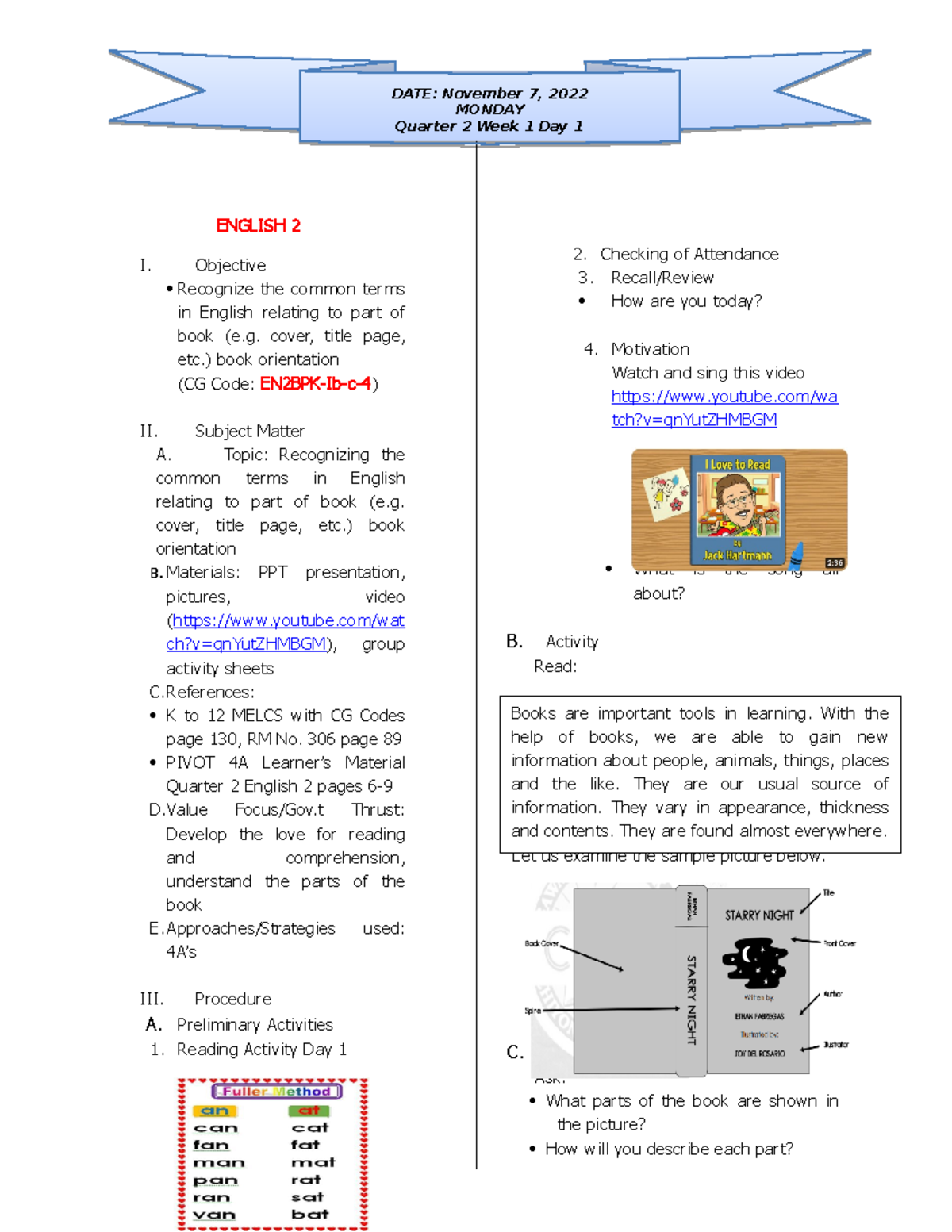 English 2 DLP Q2 Week 1 - ENGLISH 2 I. Objective Recognize the common ...