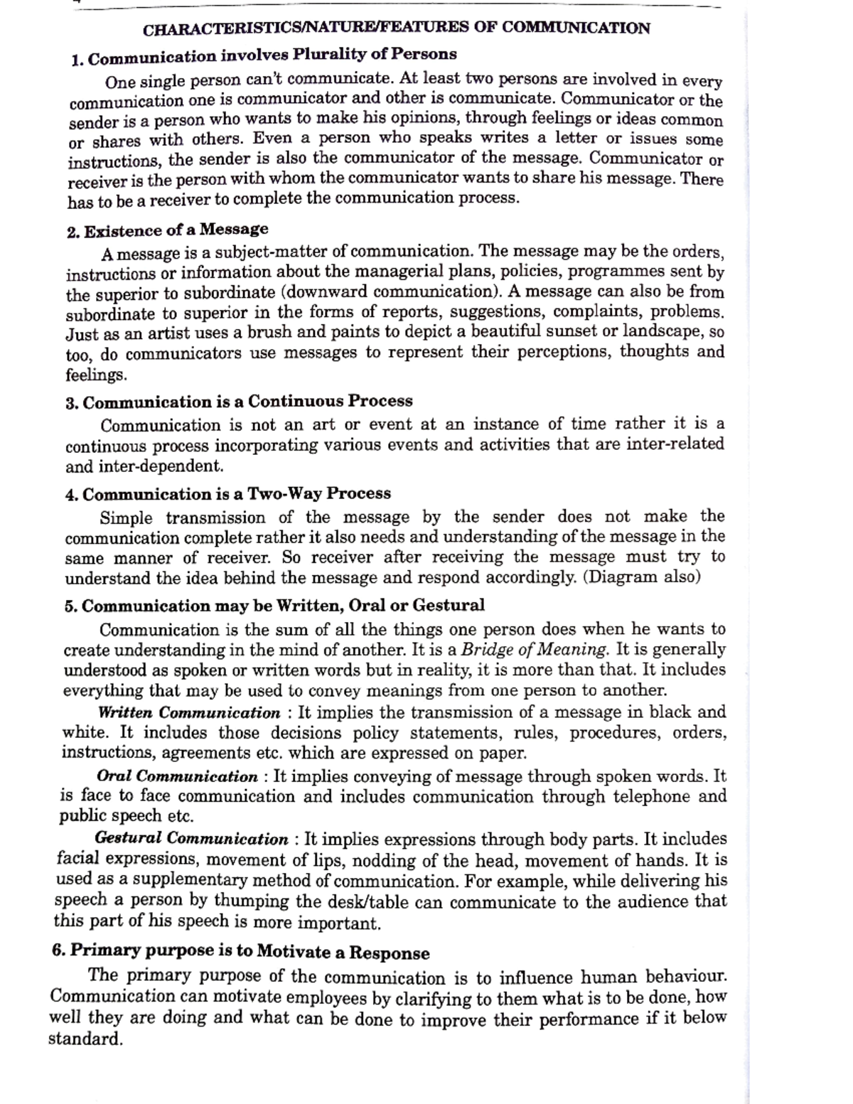 Features of communication - Bachelor of Commerce - Studocu