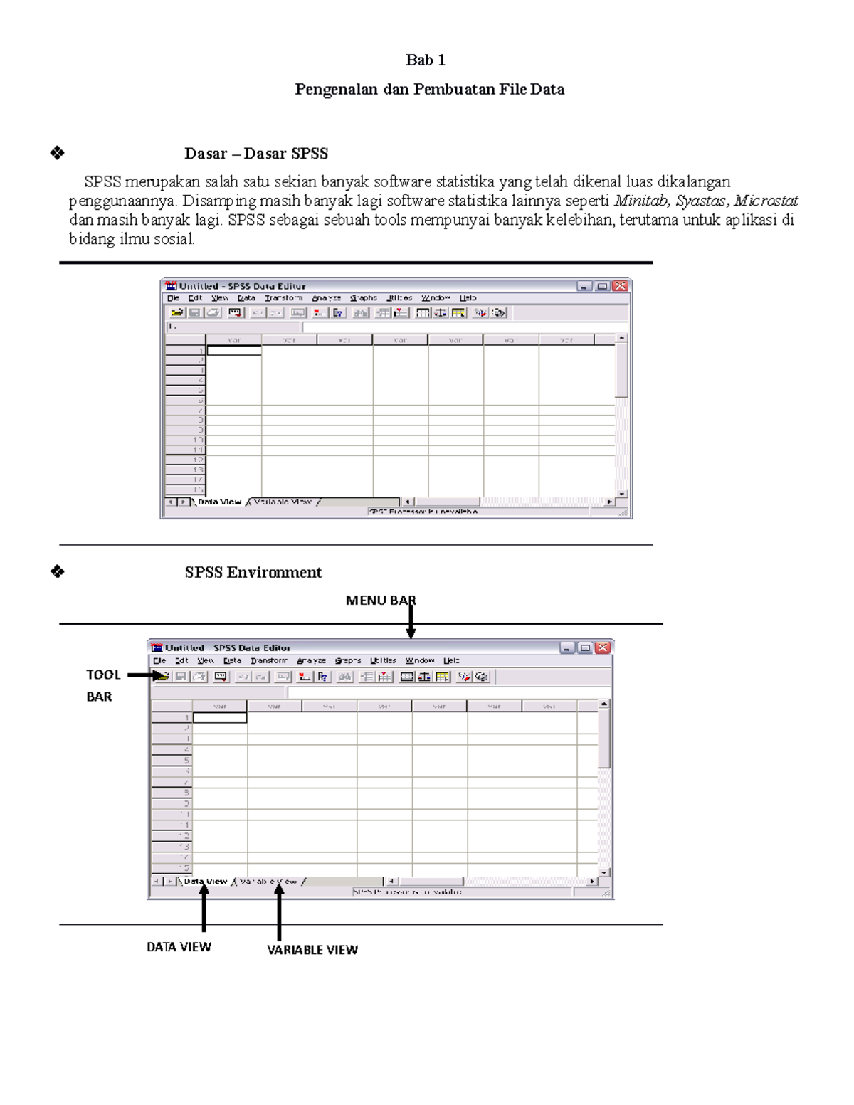Pengenalan dan Pembuatan File Data SPSS - Bab 1 Pengenalan dan ...