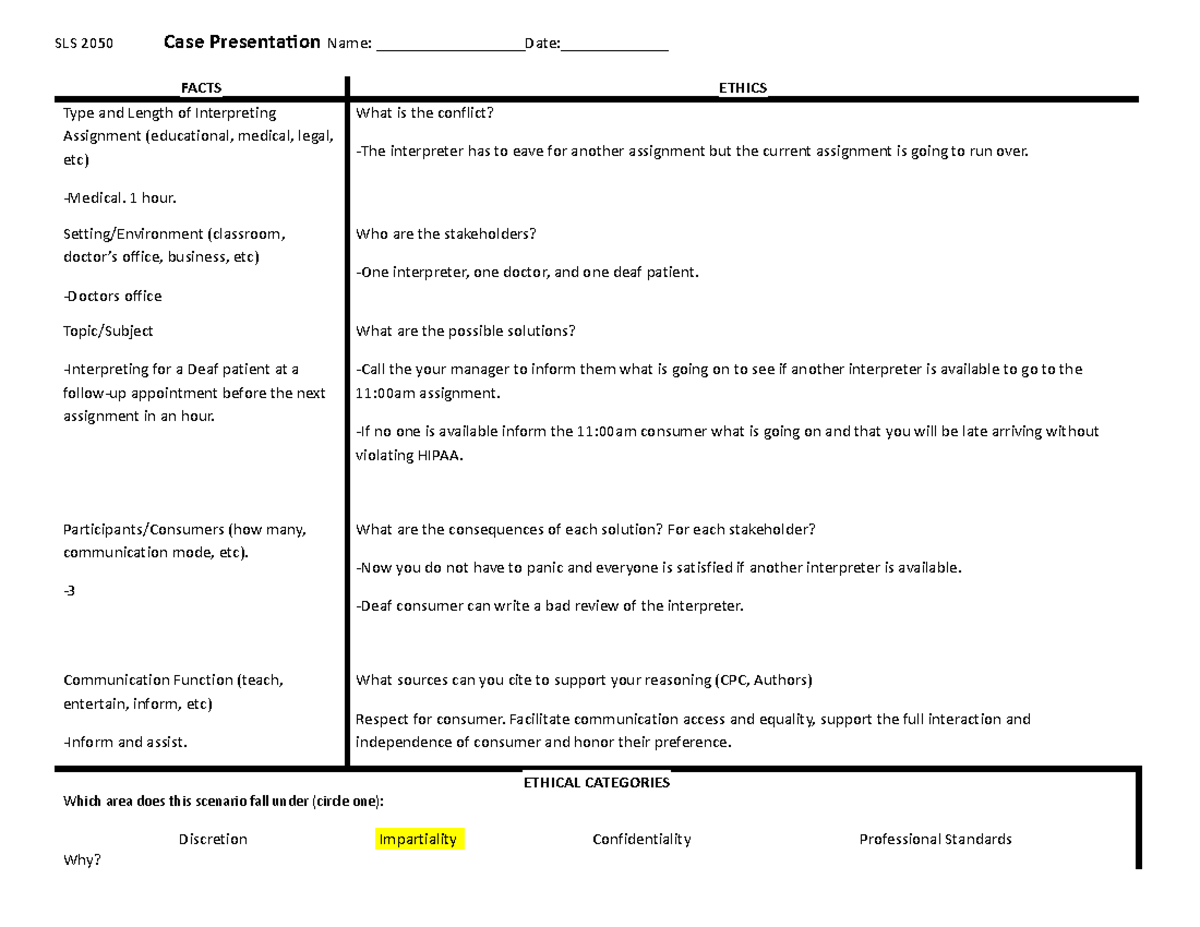 Case Presentation 2 - Explains the curriculum - SLS 2050 Case ...