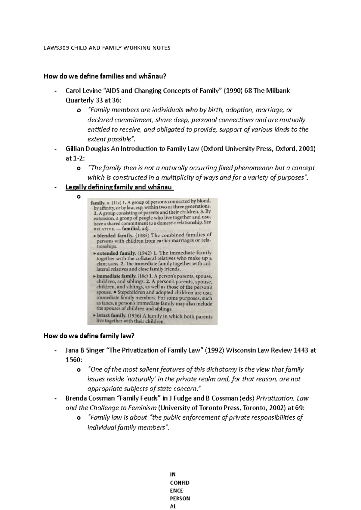 LAWS309 Child AND Family Working Notes - LAWS309 CHILD AND FAMILY ...