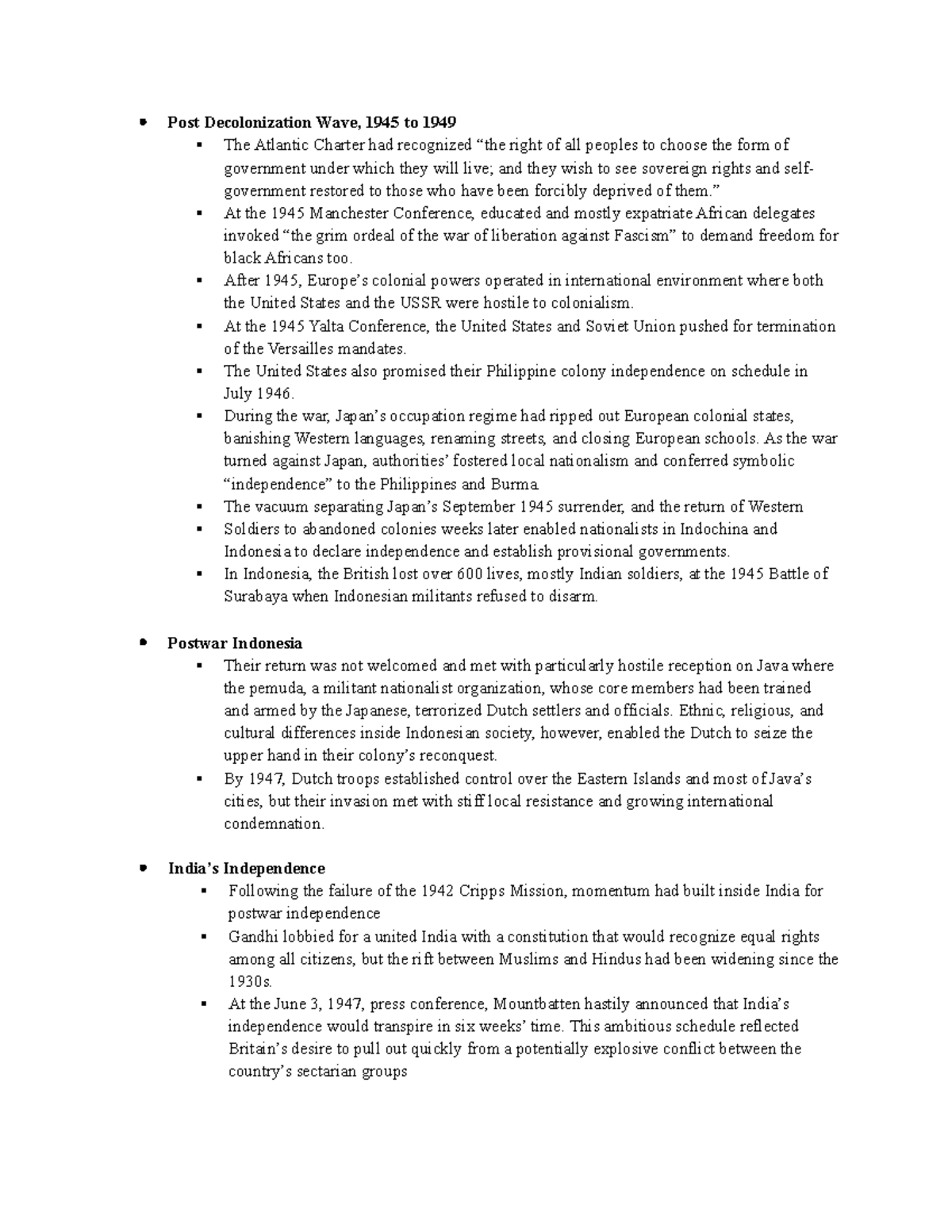 Unit 4 summaries - At the Global Turn - Post Decolonization Wave, 1945 ...