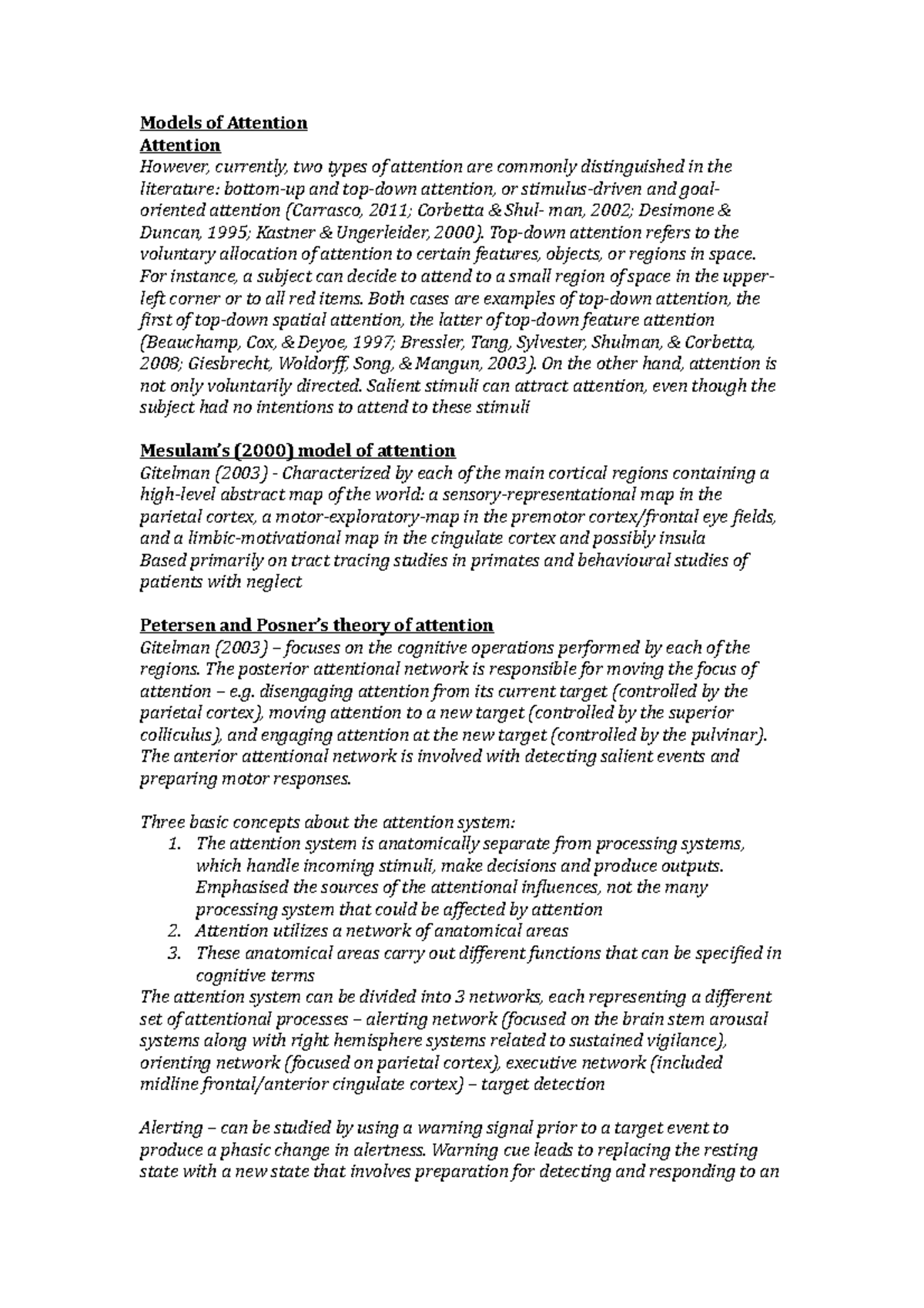 Models of Attention - n/a - Models of Attention Attention However ...