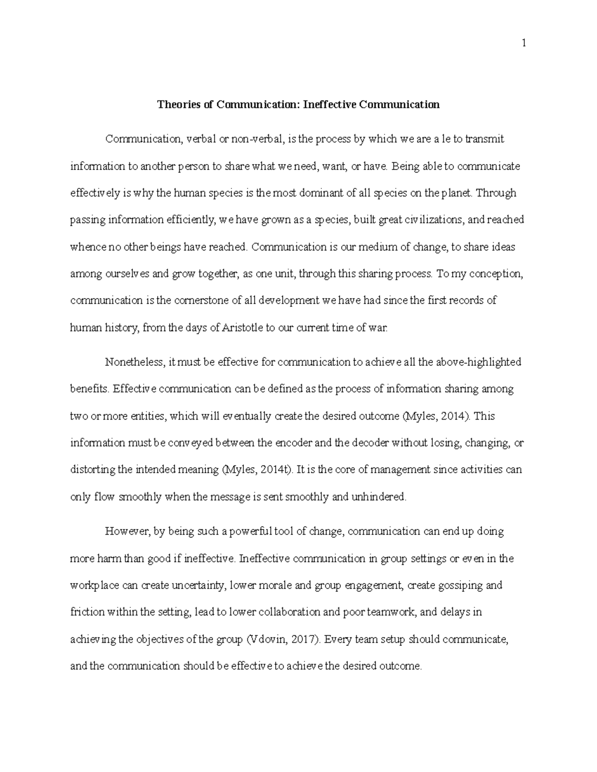 Cmn 1 - Communication notes - Theories of Communication: Ineffective ...