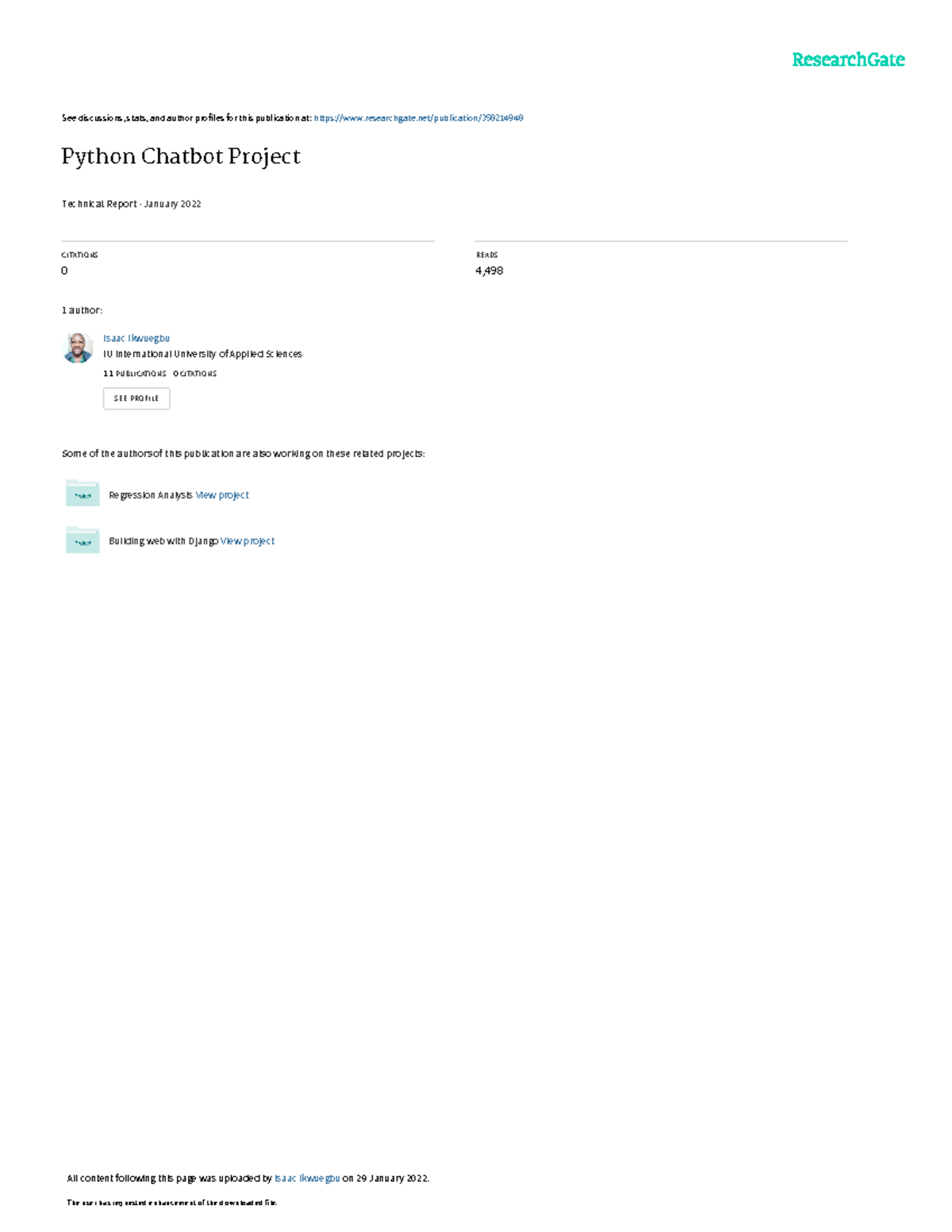 Python Chatbot Project - See discussions, stats, and author profiles ...