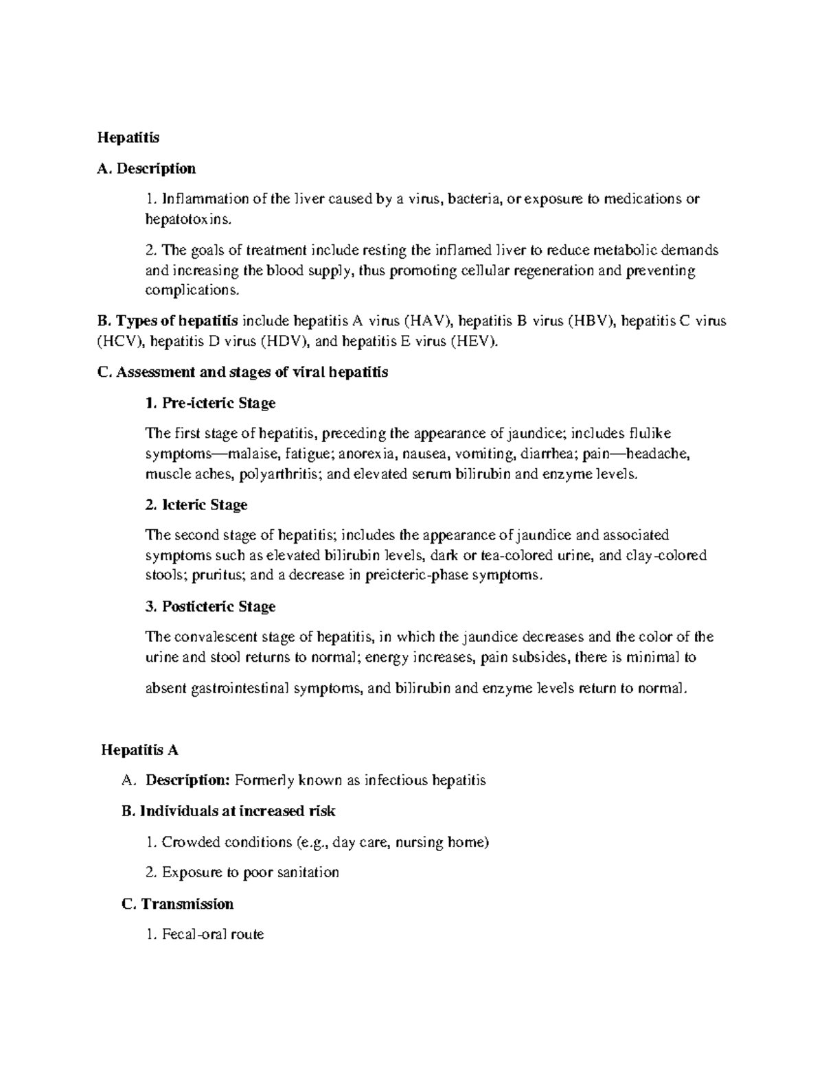Funda- Reviewer 3 - Nursing Note - Hepatitis A. Description 1 ...