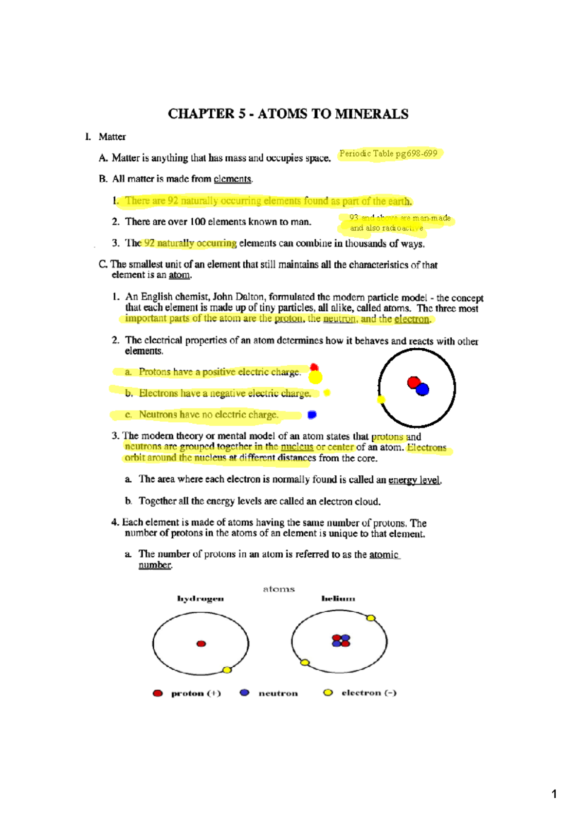Chapter 5 Mineral Notes - Periodic Table pg 698699 93 and above are ...