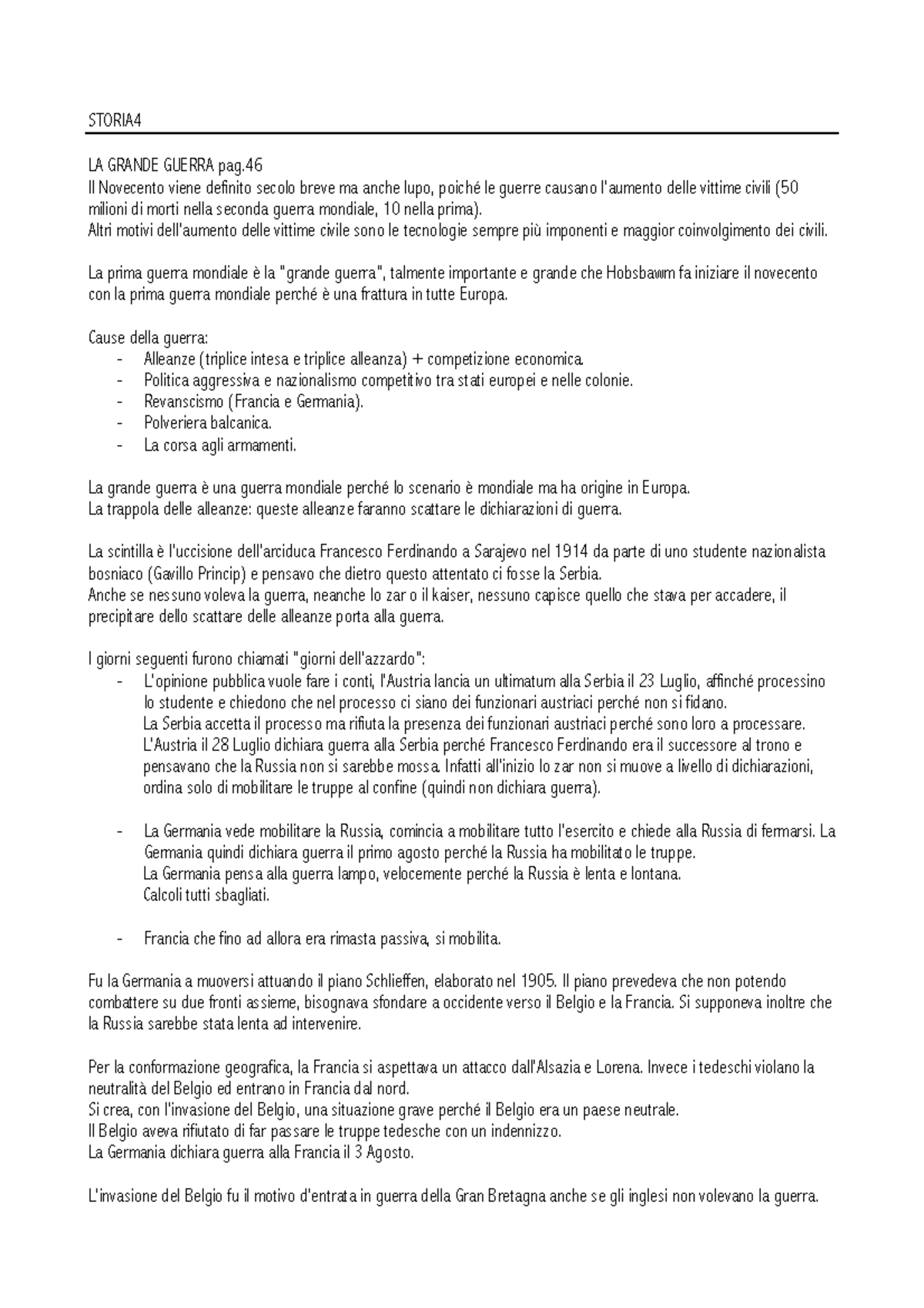 Storia 4 - prima guerra mondiale on cause della guerra, trappola delle ...