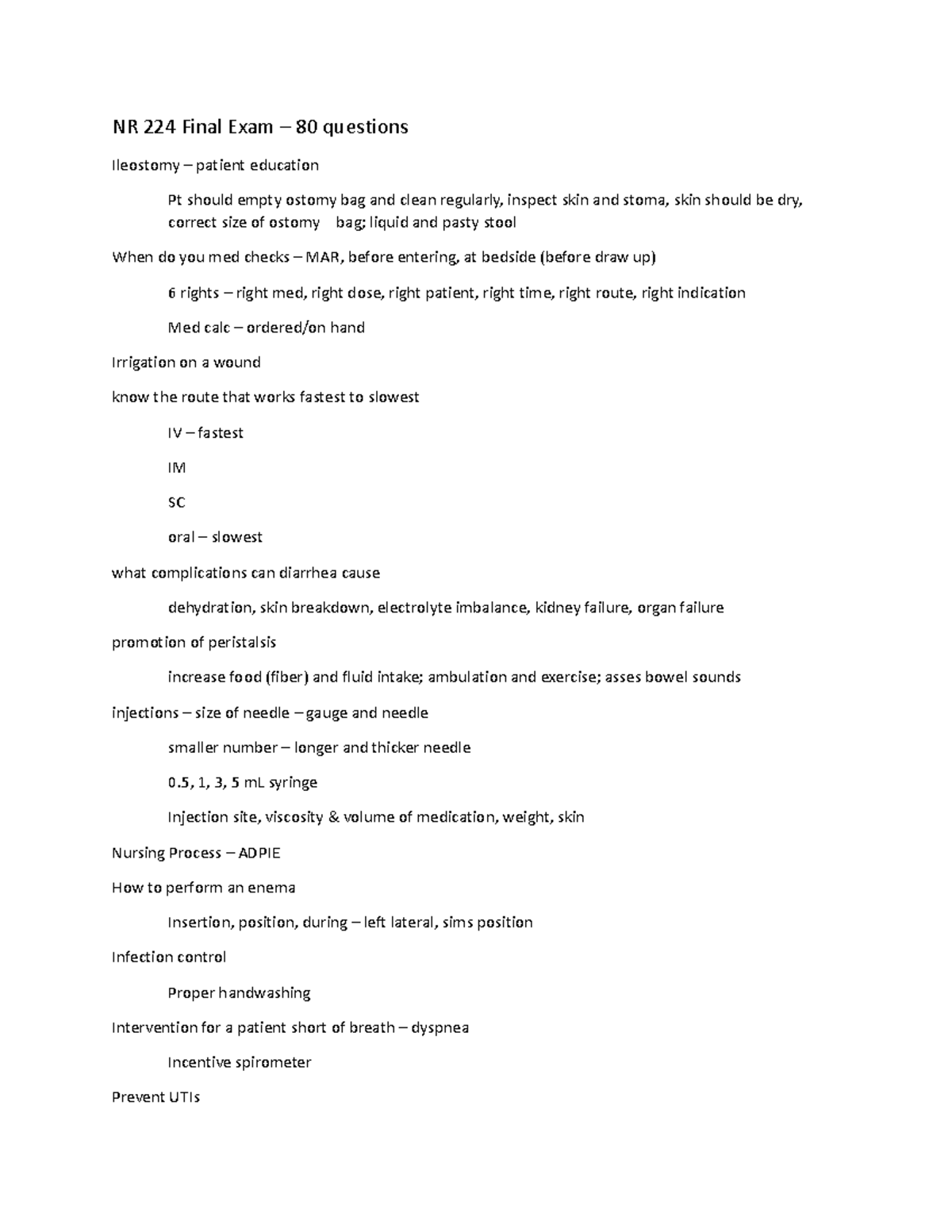 NR 224 Final Exam - What flow rate would you start putting it 4L or ...