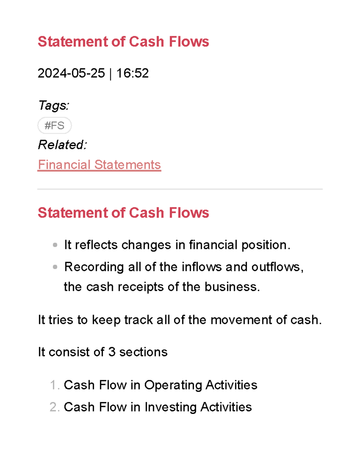 Statement of Cash Flows - Accounting - Statement of Cash Flows 2024-05 ...