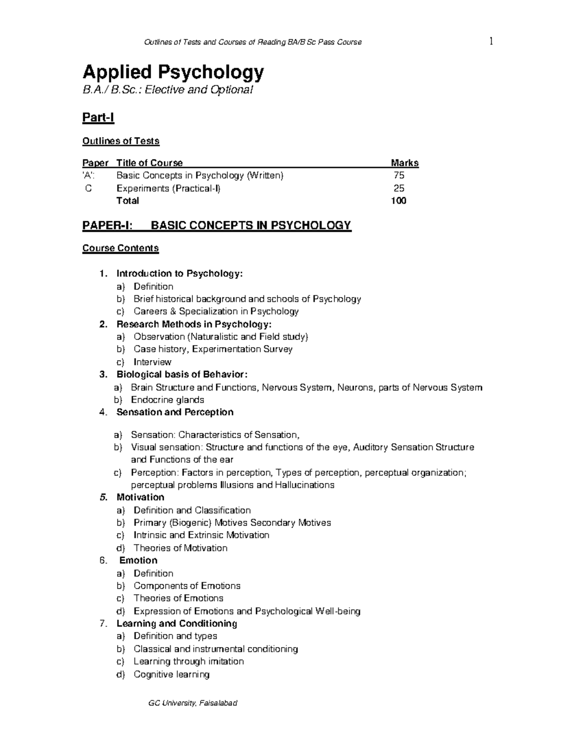 Applied Psychology - Introduction to psych - Applied Psychology B./ B ...