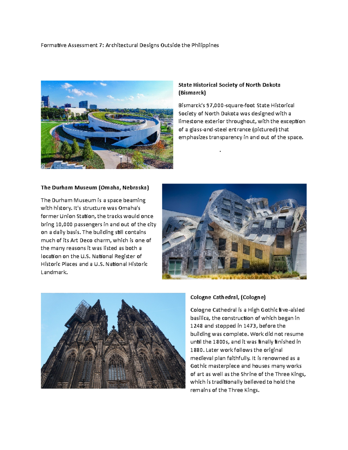 Arts Appretiation Formative assessment 7 - Formative Assessment 7 ...