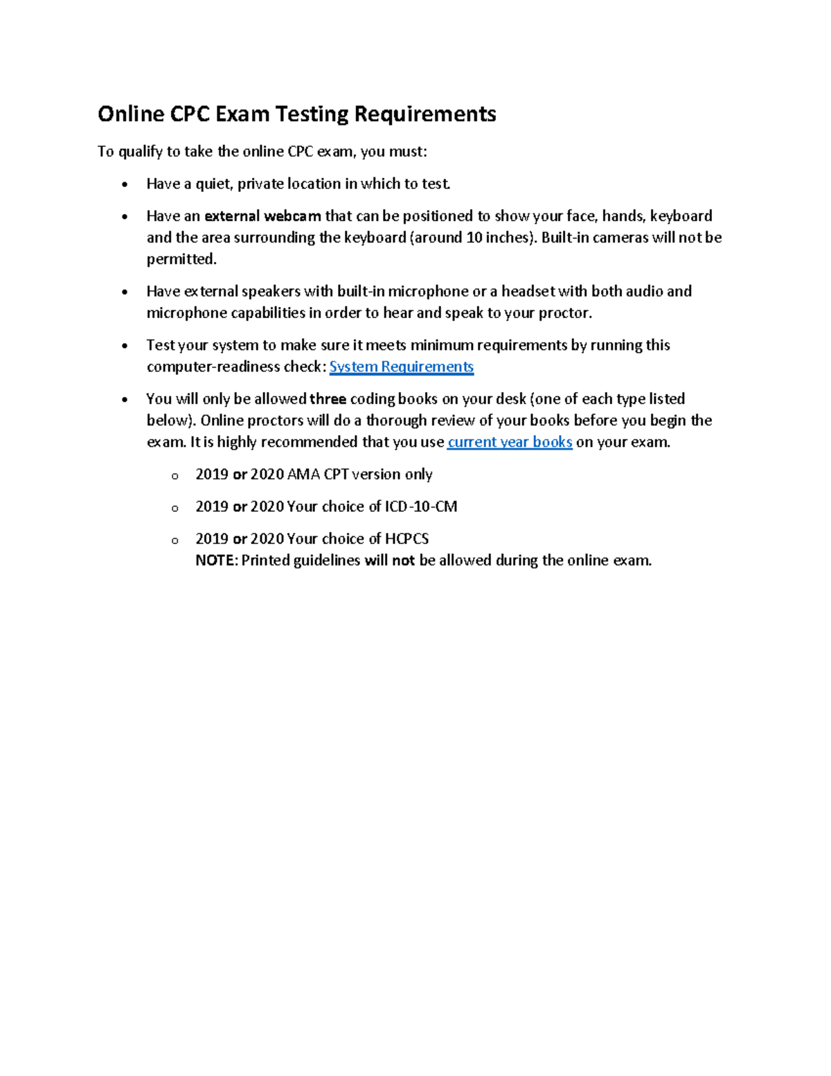 Online cpc exam testing requirements - Online CPC Exam Testing ...