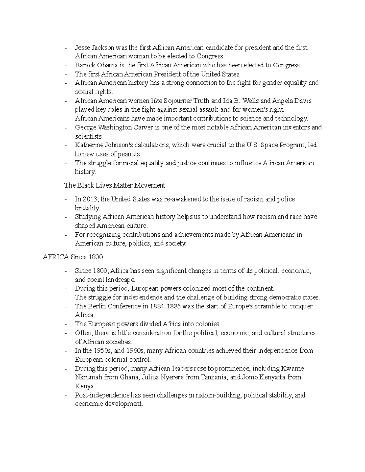 HIS 322 AFRO History Notes 4 - Jesse Jackson was the first African ...