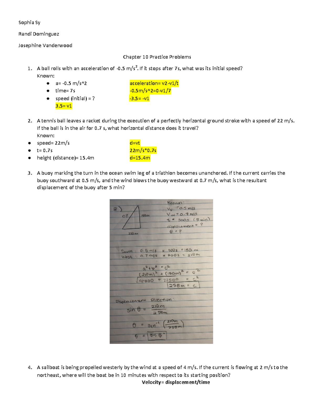 KINE 480 Chapter 10 Practice Problems - Sophia Sy Randi Dominguez Josephine Vanderwood Chapter ...
