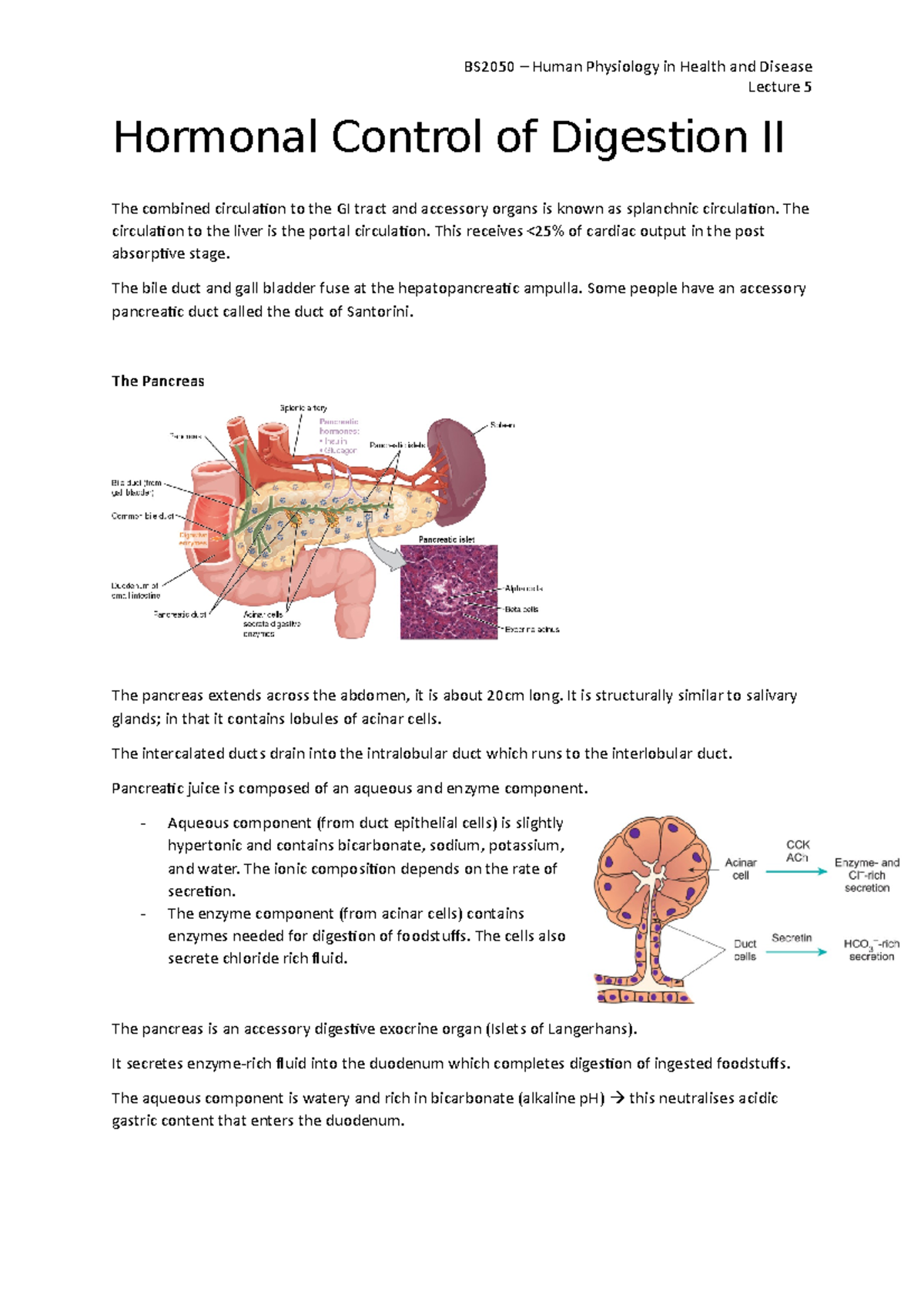 5 Hormonal Control Of Digestion Ii Bs2050 Human Physiology In