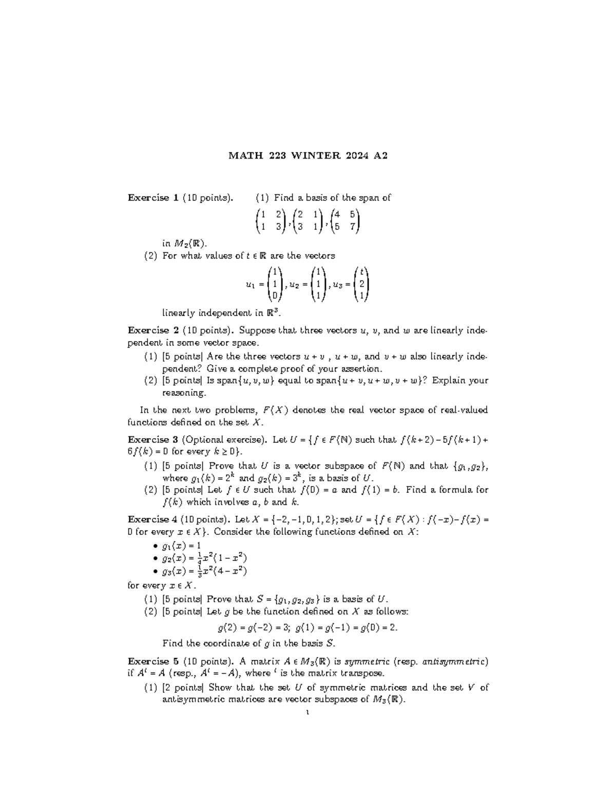 MATH 223 Winter 2024 A2 - Assignment 2 - MATH 223 WINTER 2024 A ...