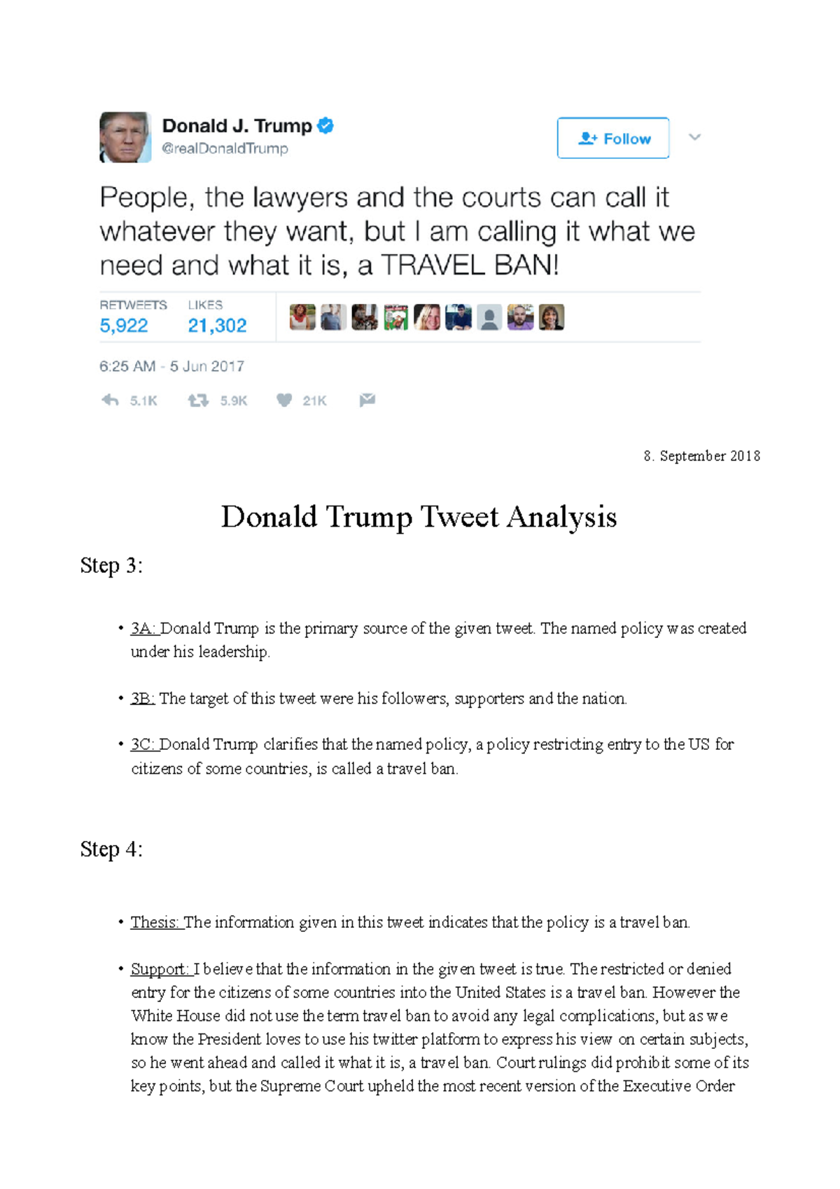 Donald Trump Tweet - September 2018 Donald Trump Tweet Analysis Step 3 ...