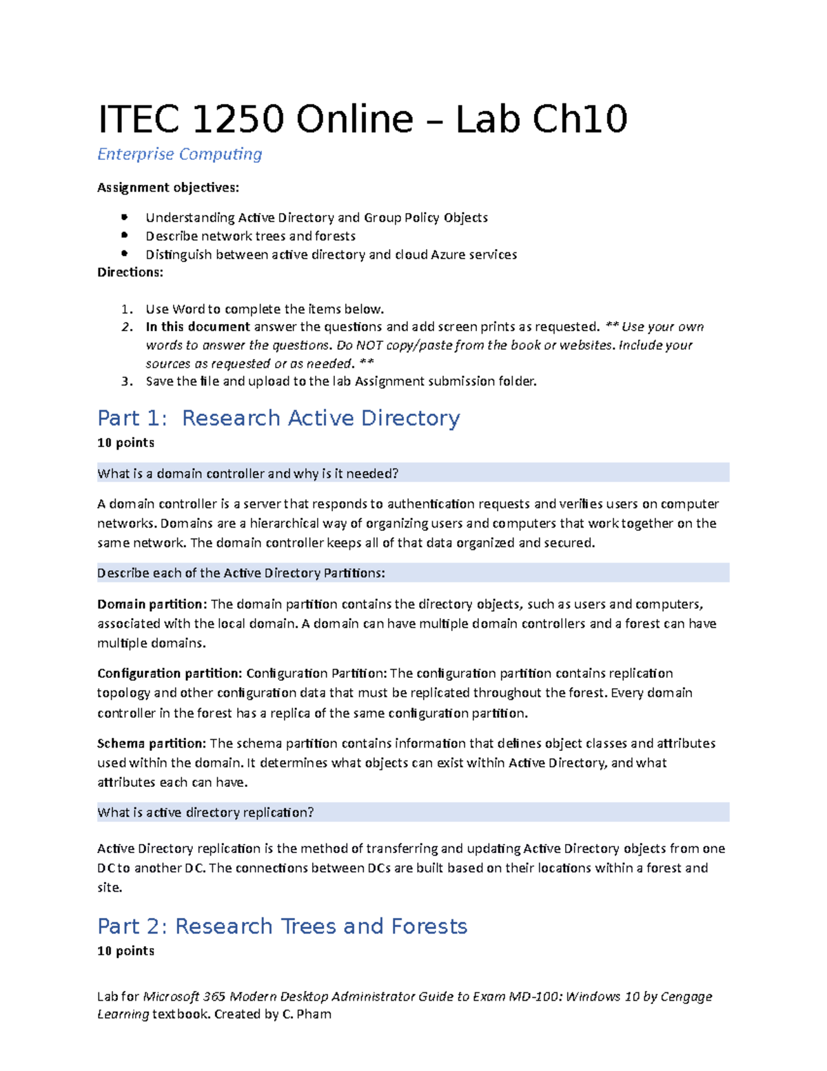 ITEC 1250 - Lab Ch10 Online Cengage - ITEC 1250 Online – Lab Ch ...