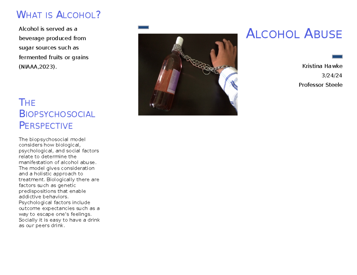 Science tech brochure - WHAT IS ALCOHOL? Alcohol is served as a ...