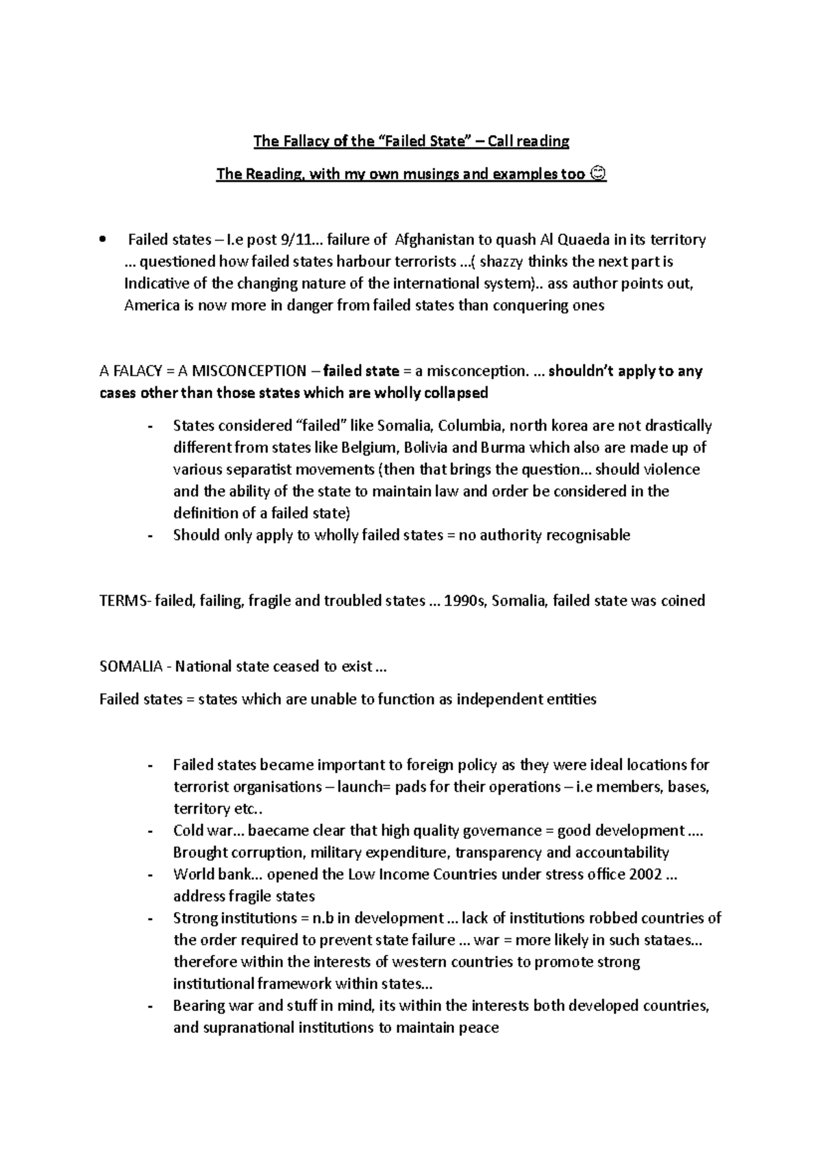 Failed State Reading - The Fallacy of the Failed State - The Fallacy of ...