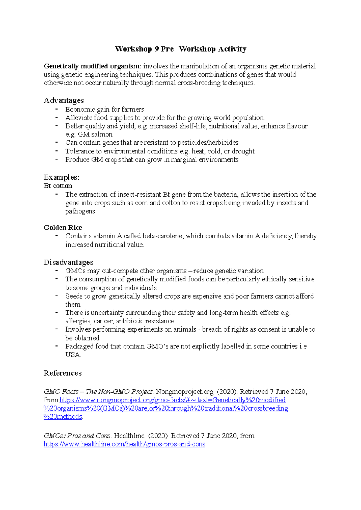 Workshop 9 Pre-Workshop Activity - Workshop 9 Pre -Workshop Activity ...