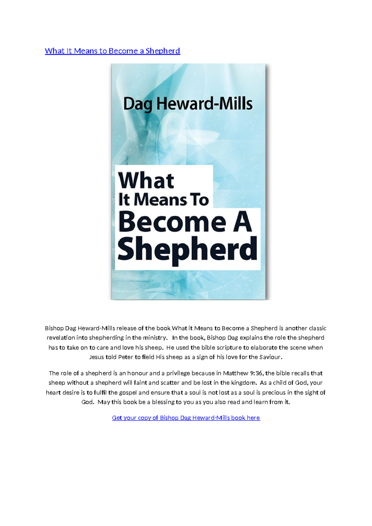 What It Means to be a Shepherd by Bishop - What It Means to Become a ...