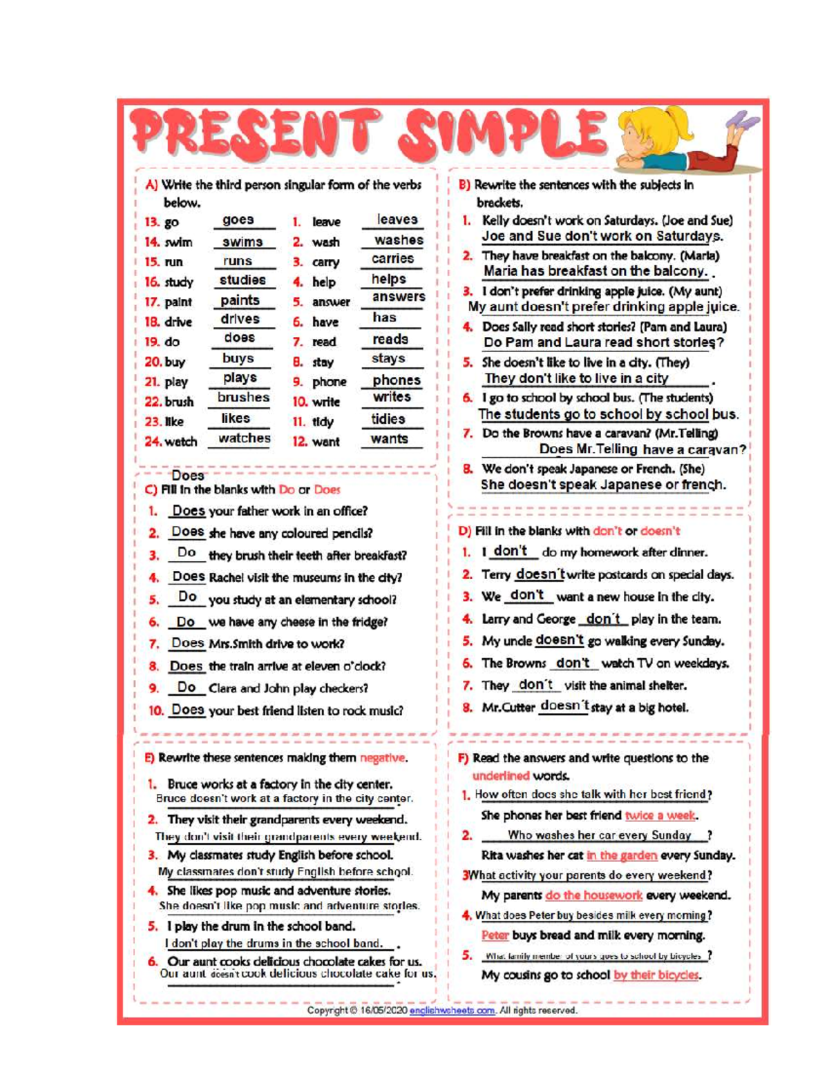 Present Simple - Fill i nthe blanks - Ingles II - Uniminuto - Studocu