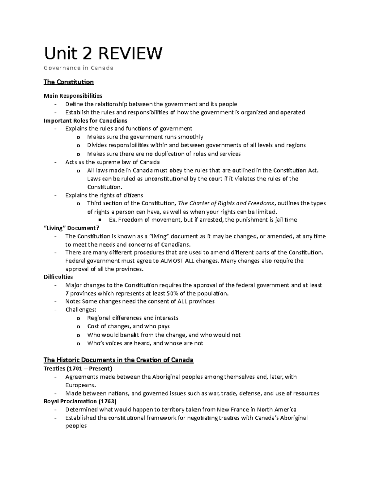 Unit 2 Review - test results: level 4 - Unit 2 REVIEW Governance in ...