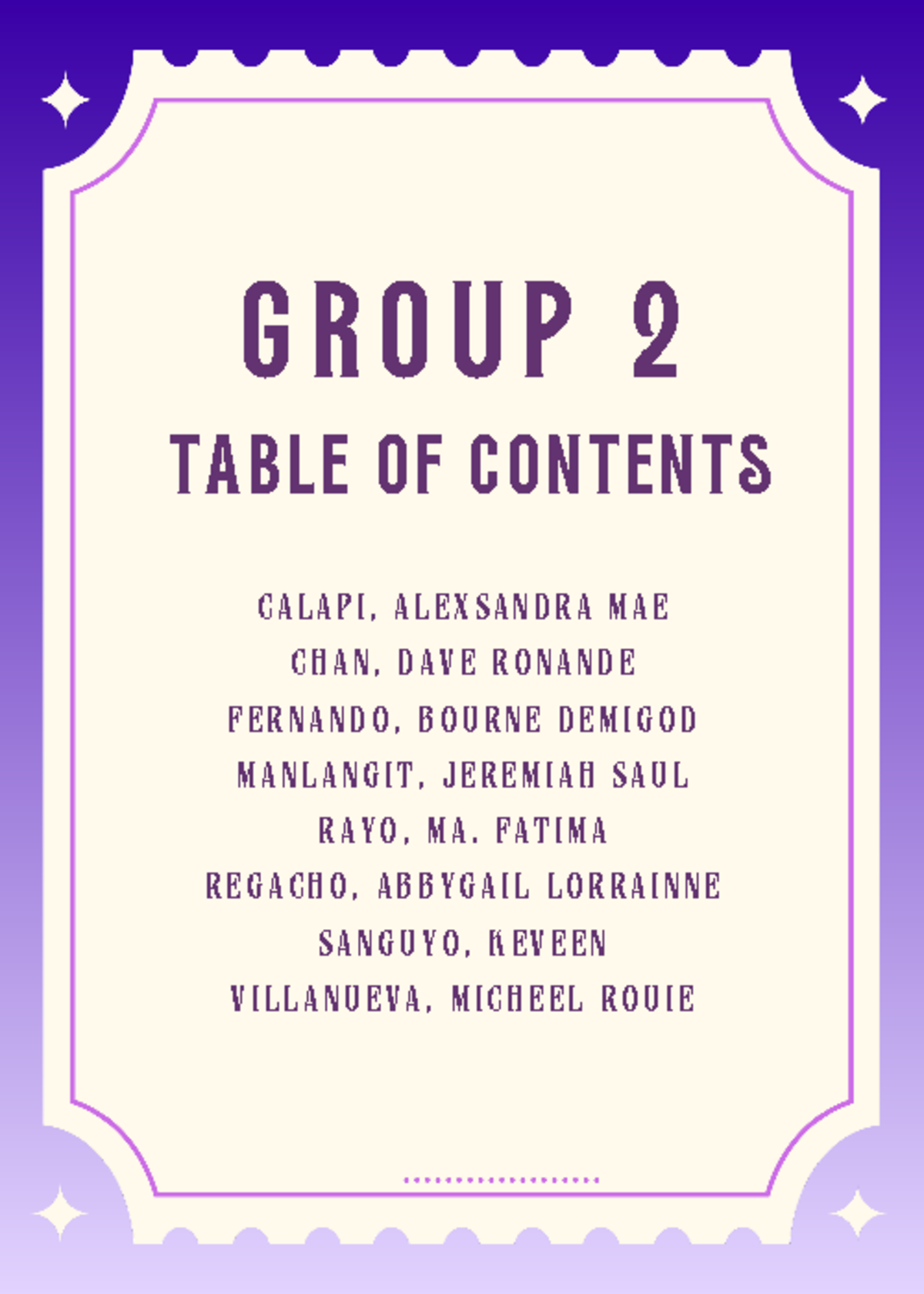Group 2 Table OF Contents ICT AMD - T A B L E O F C O N T E N T S G R O U P 2 C A L A P I , A L ...