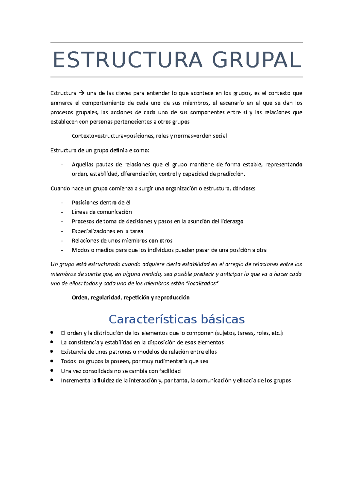 Tema 2 - Apunts 2 - ESTRUCTURA GRUPAL Estructura una de las claves para ...