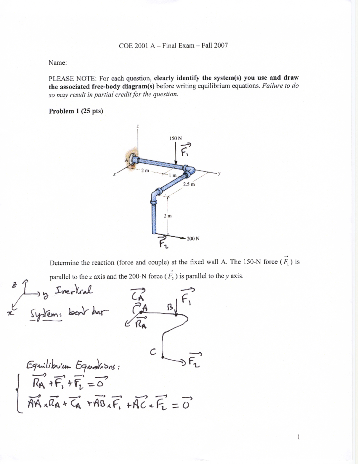 Fa07 Final TEST - Practice Exam - COE 2001 - Studocu