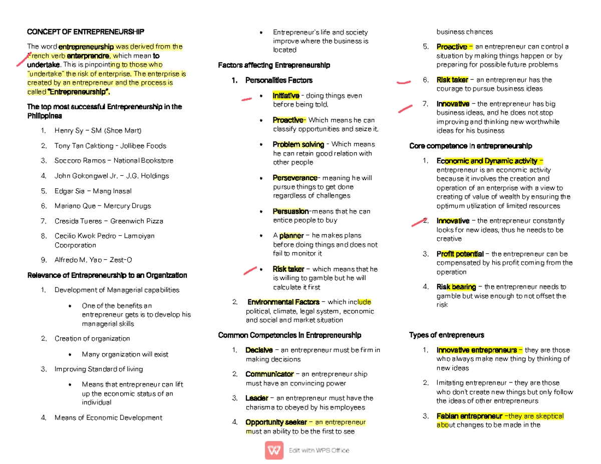 Entrepreviewer - Entrepviewer - CONCEPT OF ENTREPRENEURSHIP The word ...