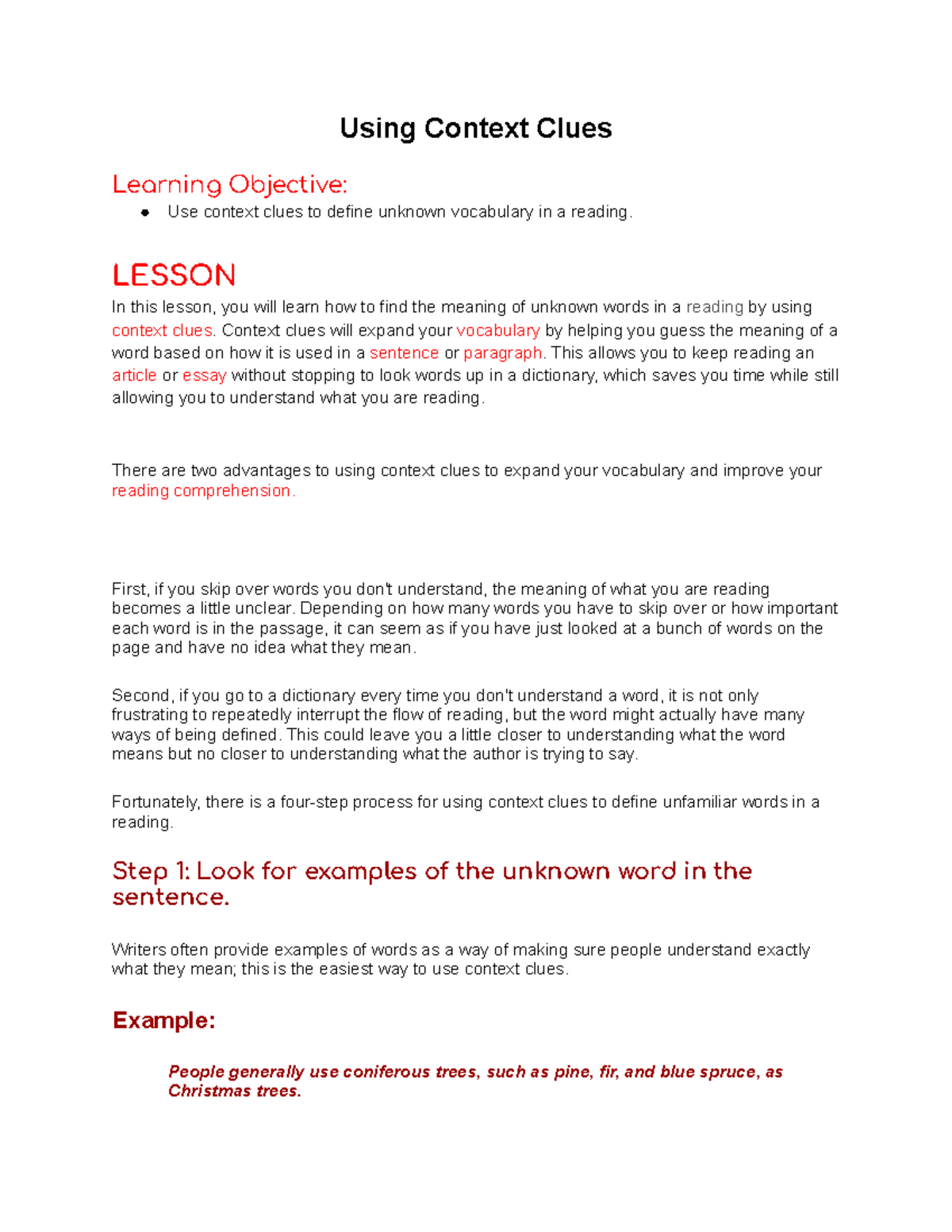 Using Context Clues - Using Context Clues Learning Objective: Use ...