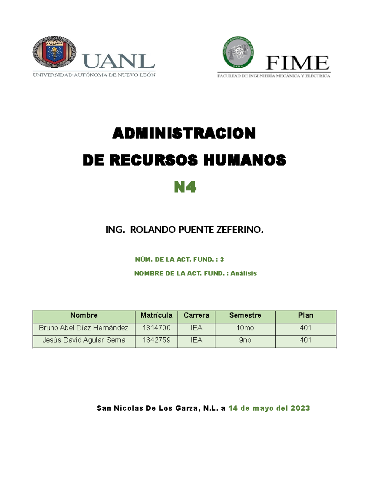 AF3 Equipo 2 - Fundamental 3️⃣ - ADMINISTRACION DE RECURSOS HUMANOS N ...