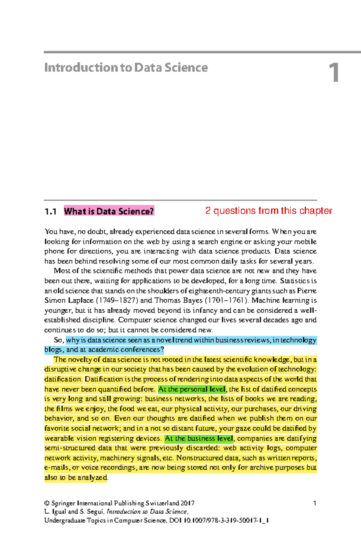 1 IDS ch 1 - 1 Introduction to Data Science 1 What is Data Science? You have, no doubt, already ...