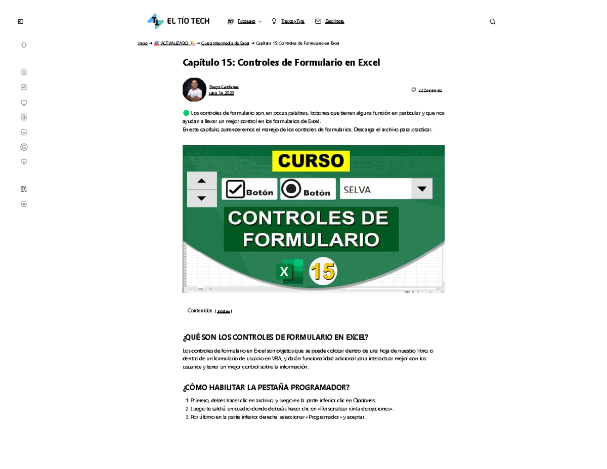 🥇 Capítulo 15 Controles de Formularios en Excel - Inicio 🎯 ACTUALIZADO 🚨 Curso Intermedio de ...