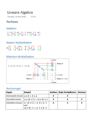 LA Musterprüfung Lösung - Musterprüfung Lineare Algebra Aufgabe 1 ( 4 ...