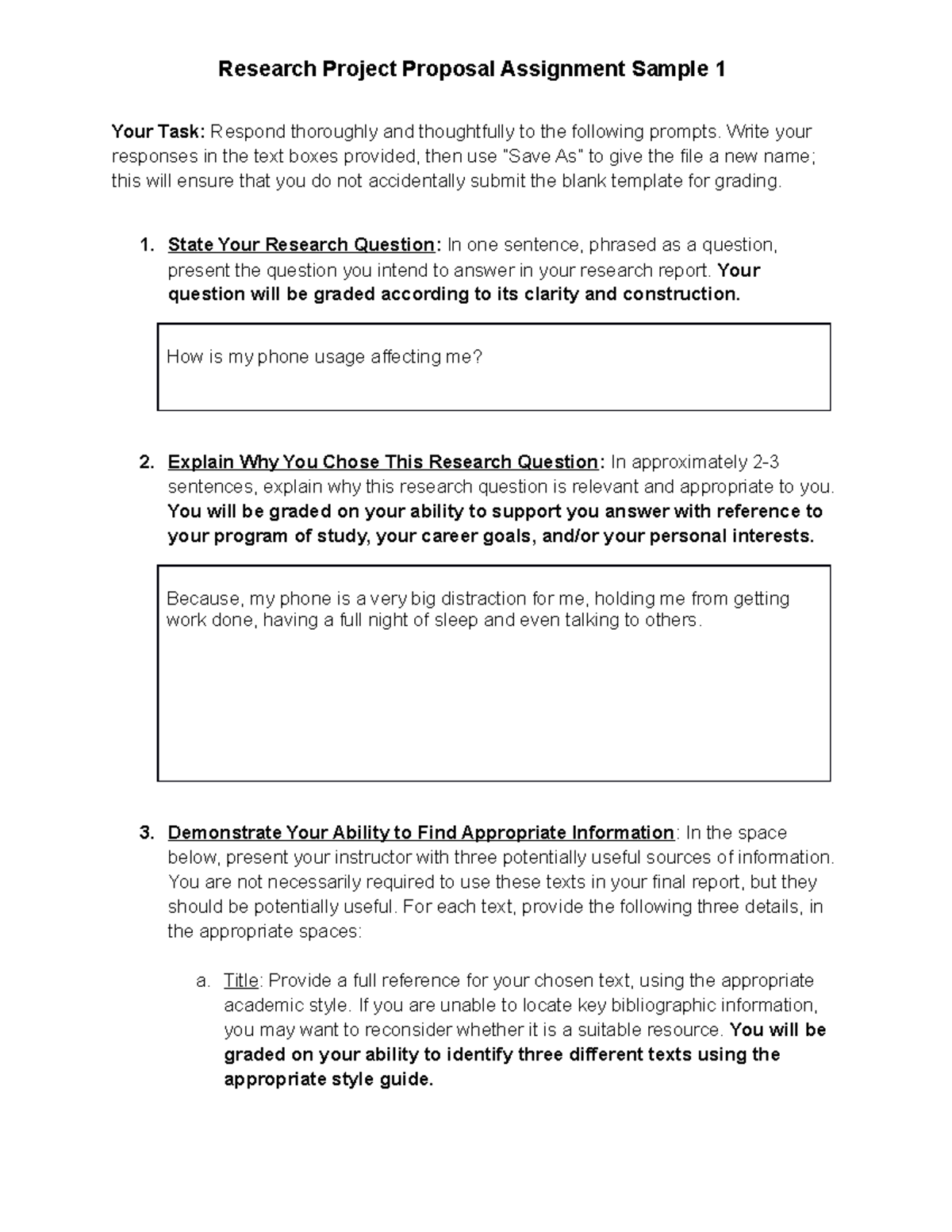 Research Proposal sample 1 - Research Project Proposal Assignment ...