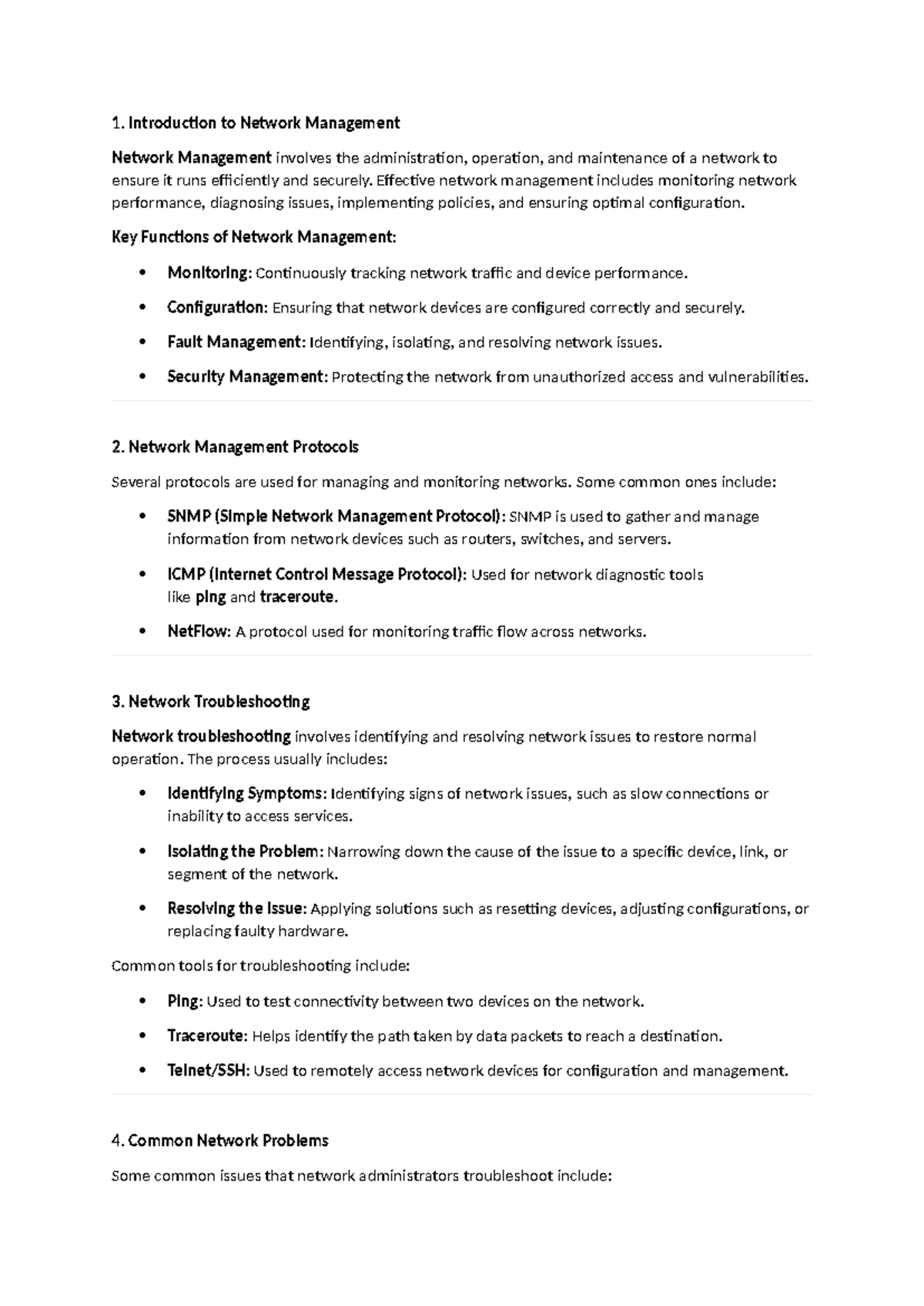 Assignment 5 - Introduction to Network Management Network Management ...