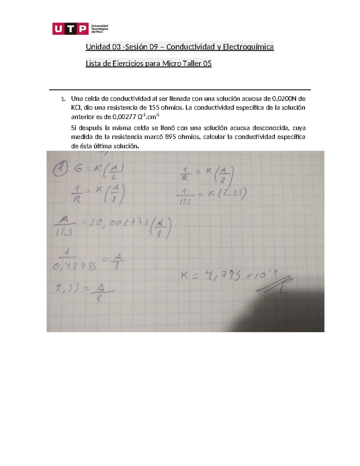 S09.s1 - Resolver ejercicios del Micro taller 5 - Unidad 03 -Sesión 09 – Conductividad y - Studocu