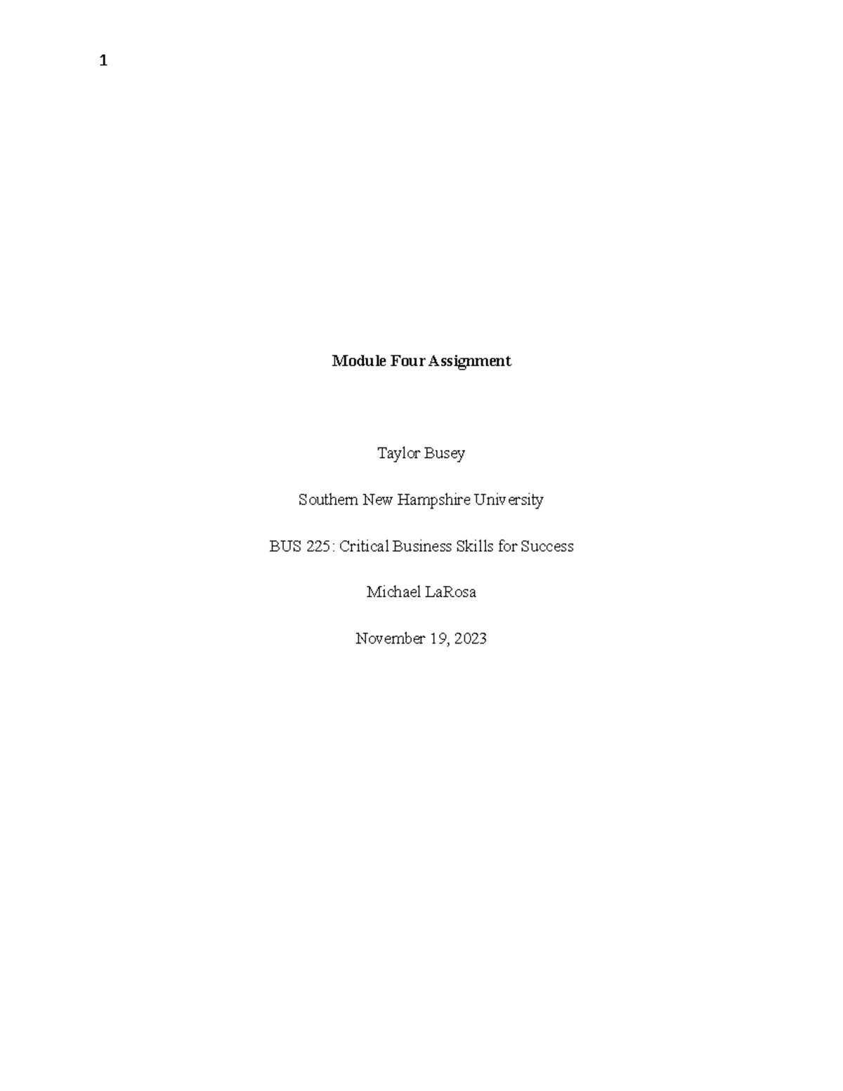 BUS225 Module Four Assignment - Module Four Assignment Taylor Busey ...