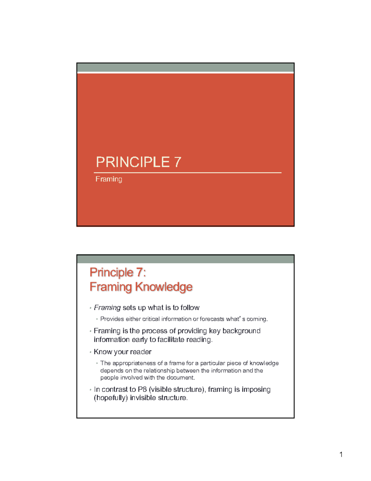 COMM1050 P7 Framing - Lecture notes 7 - 1 PRINCIPLE 7 Framing ...